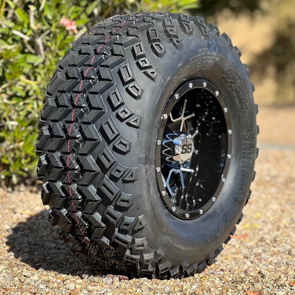10″ Matrix Black/Machined Golf Cart Wheels and 22×11-10 DOT All Terrain ...
