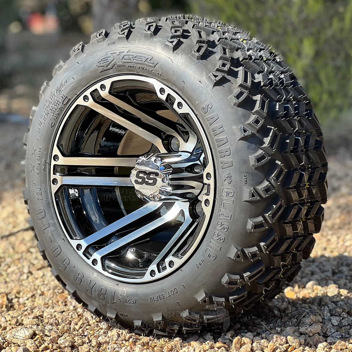 10-inch-terminator-machined-black-aluminum-golf-cart-wheels-and-18x9.5 ...