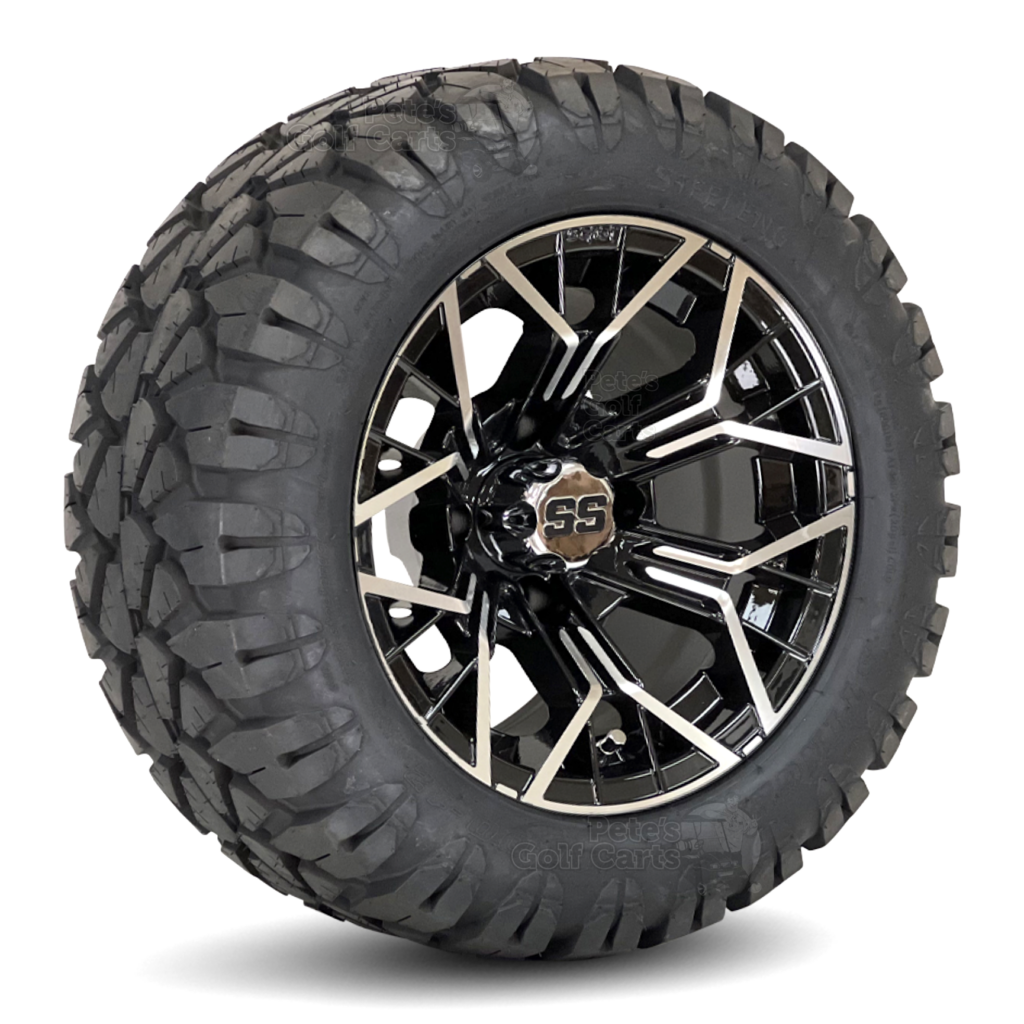 Home / Golf Cart Wheels and Tires Combo / 12″ Mantis Black/Machined ...