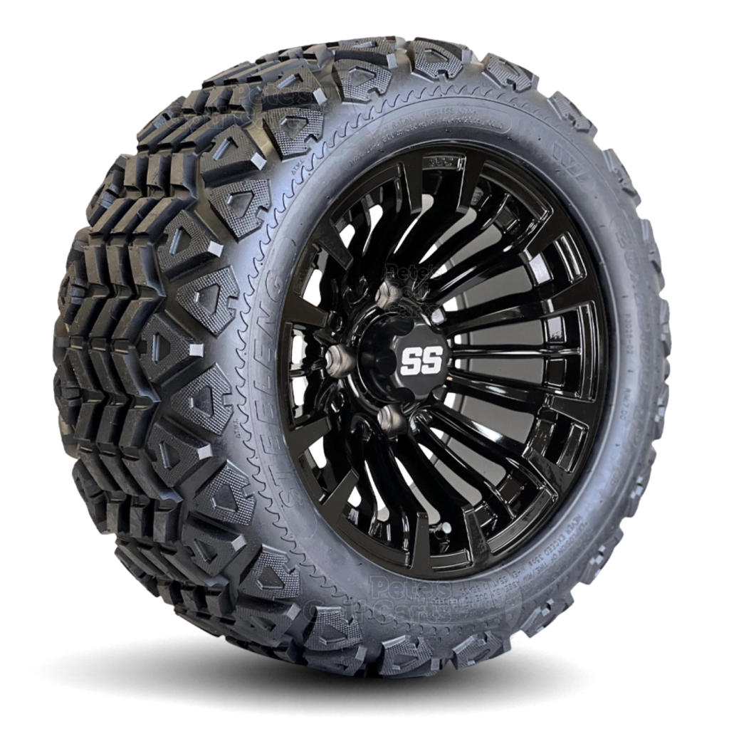 12" Matador Black Wheels and 20x10-12 All Terrain Golf Cart Tires