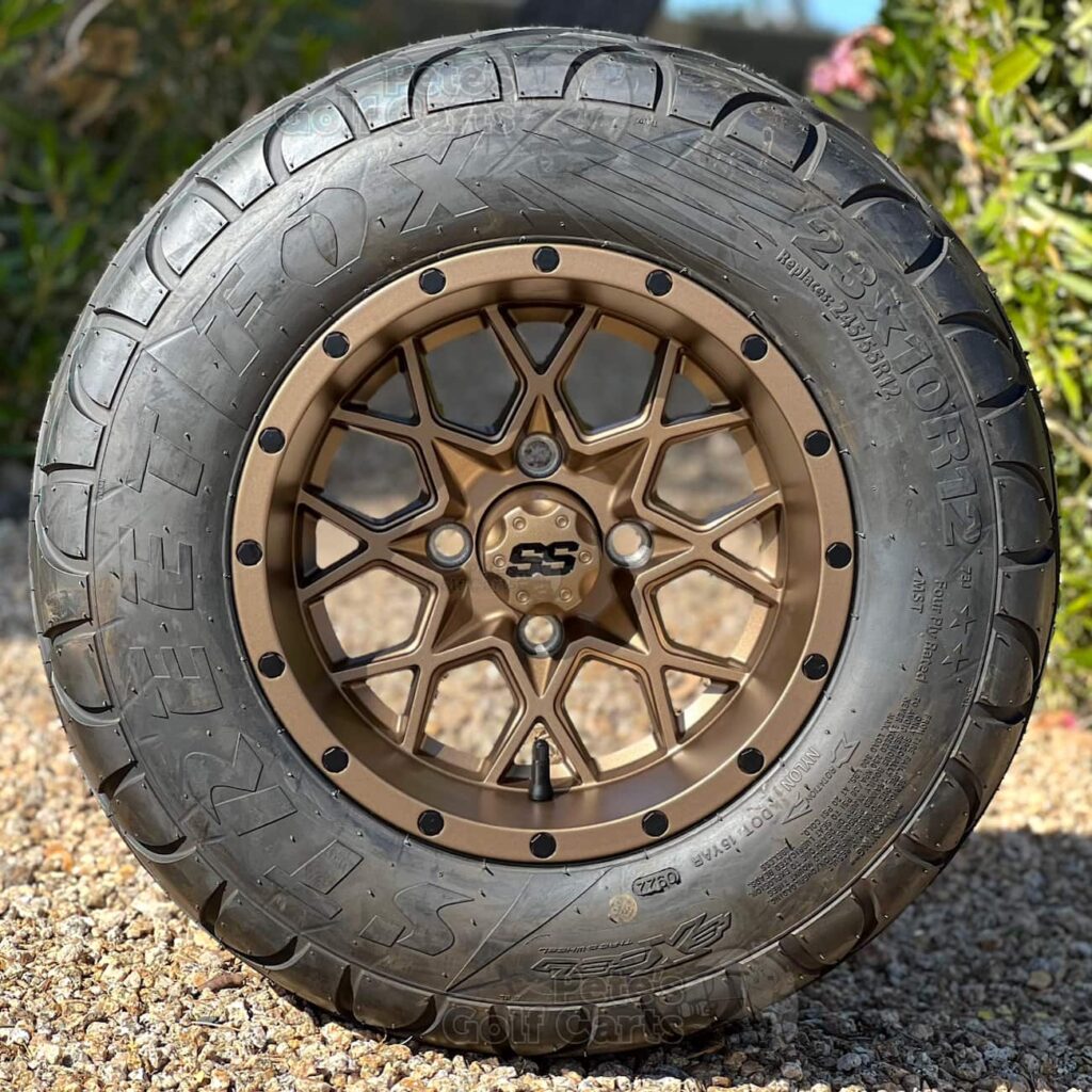 12" Matrix Matte Bronze Golf Cart Wheels and 23x10-12 DOT Approved ...