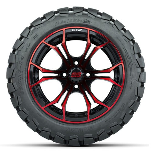 Home / Golf Cart Wheels and Tires Combo / 14″ Spyder Red/Black Golf ...